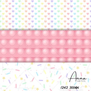 Pop It Digital Paper, Pastel Rainbow Pop Fidget Toy, Crown, Swan ...