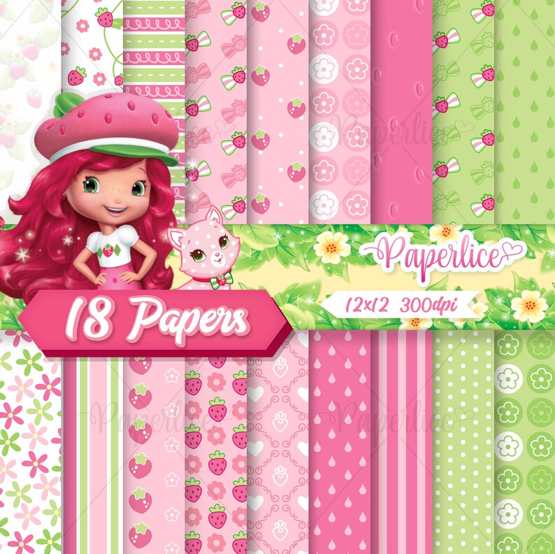 Strawberry Digital Paper Kit Digital | Etsy