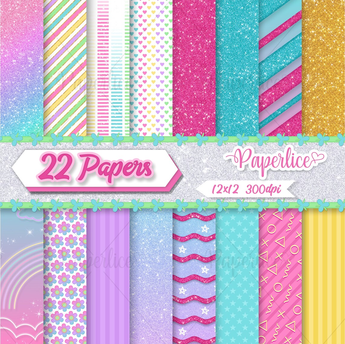 Birthday Digital Paper Scrapbook Paper Birthday Glitter - Etsy