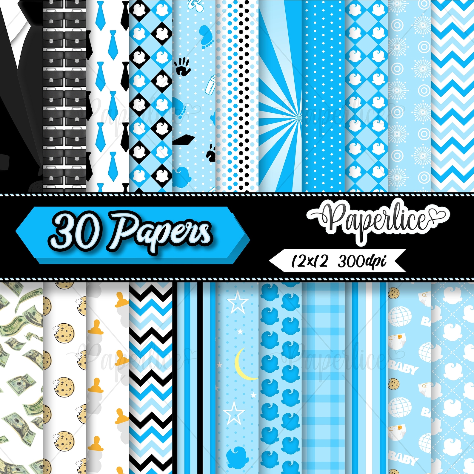 Baby Boy Digital Paper - Etsy