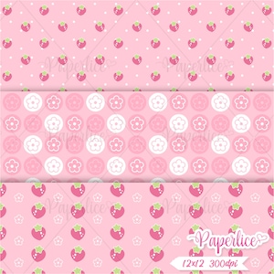 Strawberry Digital Paper Kit Digital - Etsy