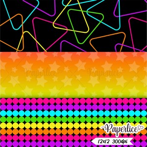 Neon Colors Digital Paper, Bright Colors Scrapbook Paper, Rainbow Paper ...