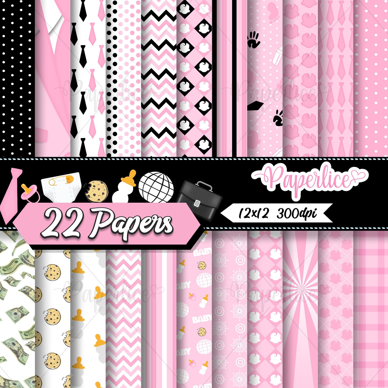 Baby Girl Digital Paper - Etsy