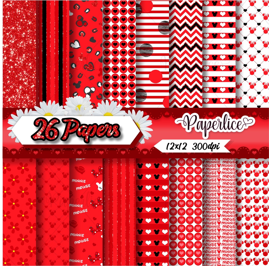 Mini Red Digital Paper - Etsy