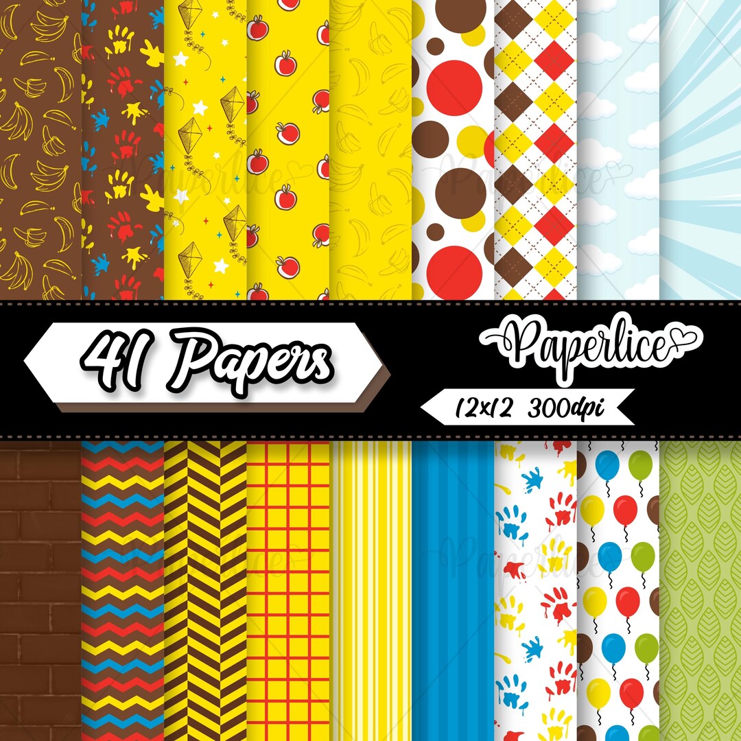 Circus Monkey Digital Paper - Etsy