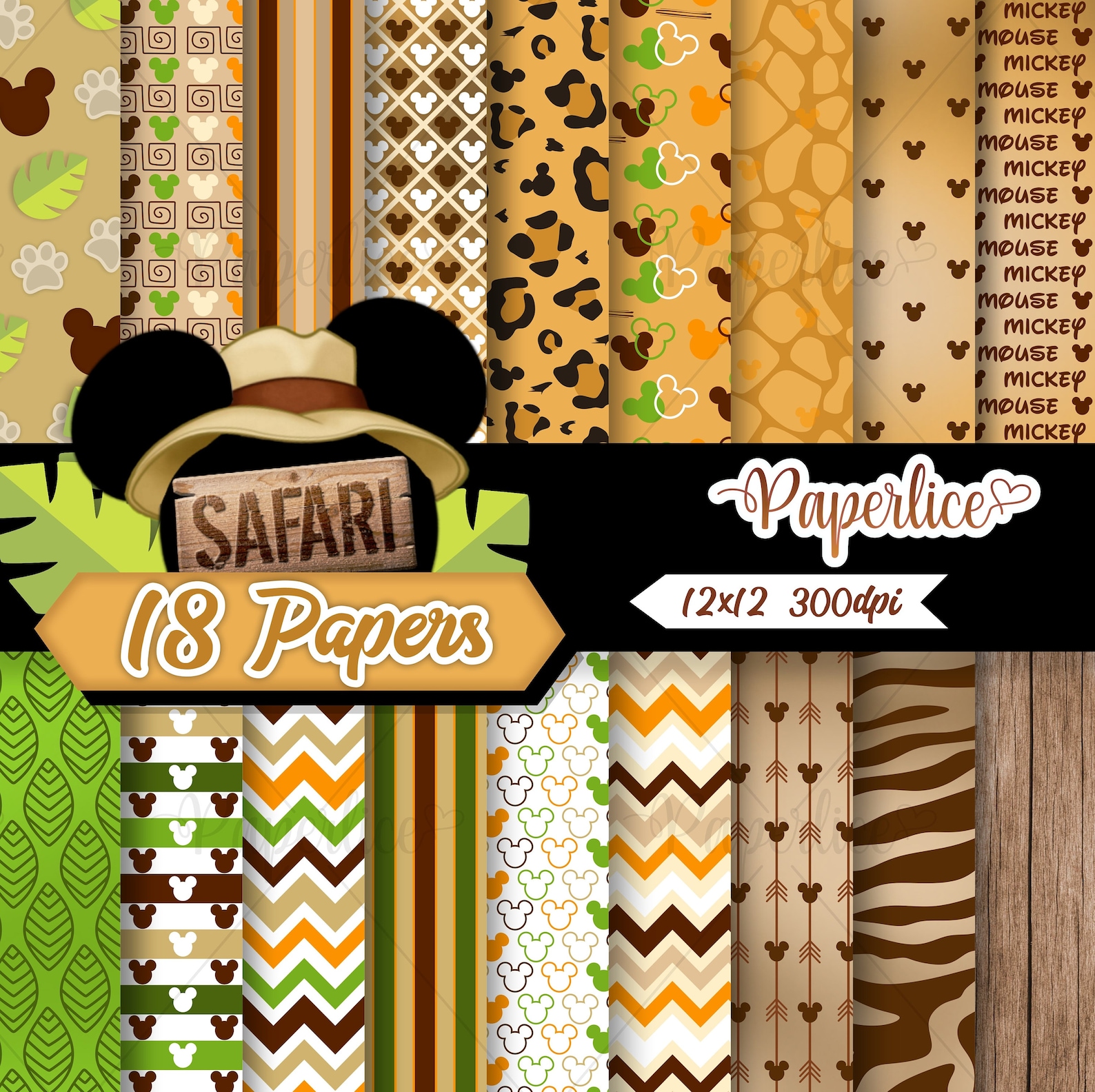 Safari Digital Paper Safari Kit Digital - Etsy
