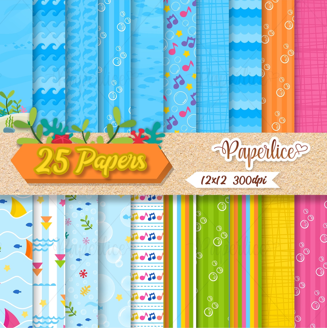 Shark Digital Paper Under the Sea Paper - Etsy