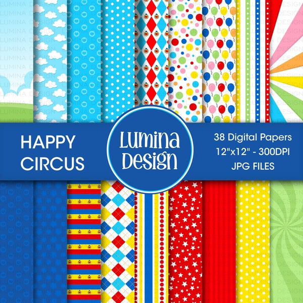 Circus Digital Paper - Etsy
