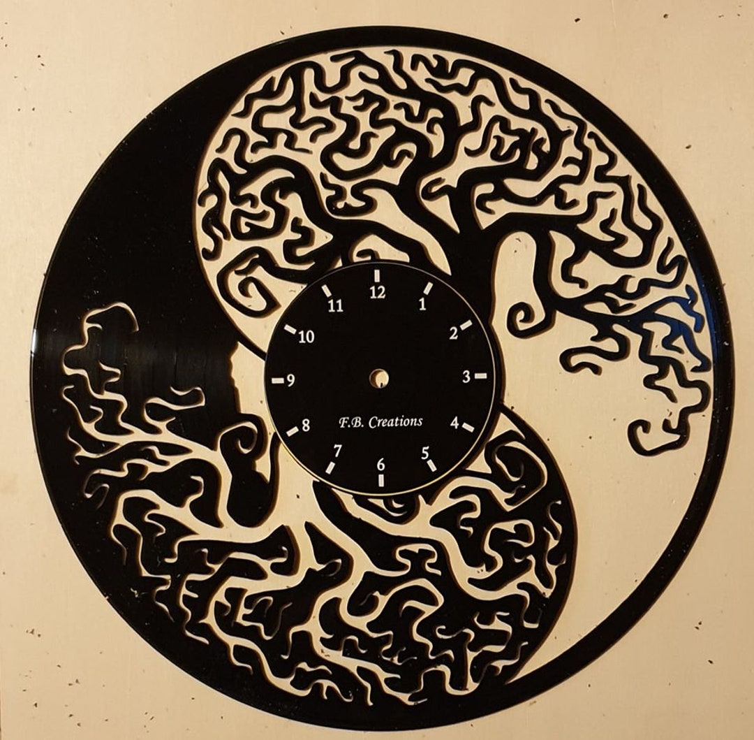 Yin & Yang Tree of Life Vinyl Clock Pattern in DXF Format for Laser ...