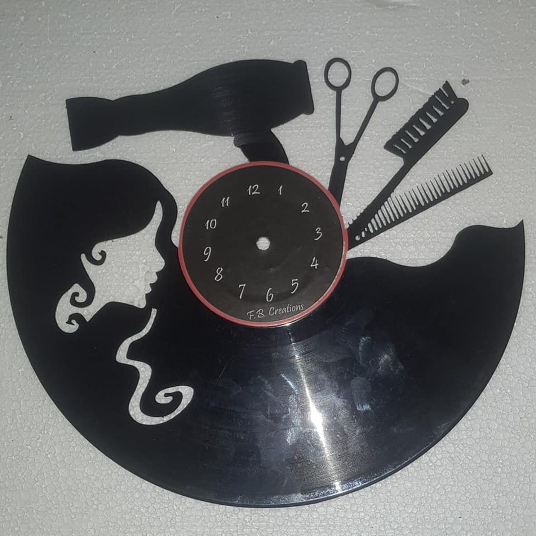 Hairdresser Vinyl Clock Pattern in DXF Format for Laser Cutting or Cnc ...