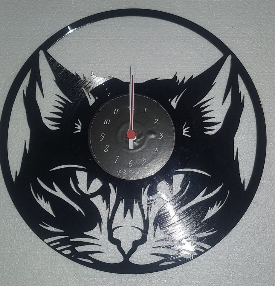 Cat Head Vinyl Clock Pattern in DXF Format for Laser Cutting or Cnc ...
