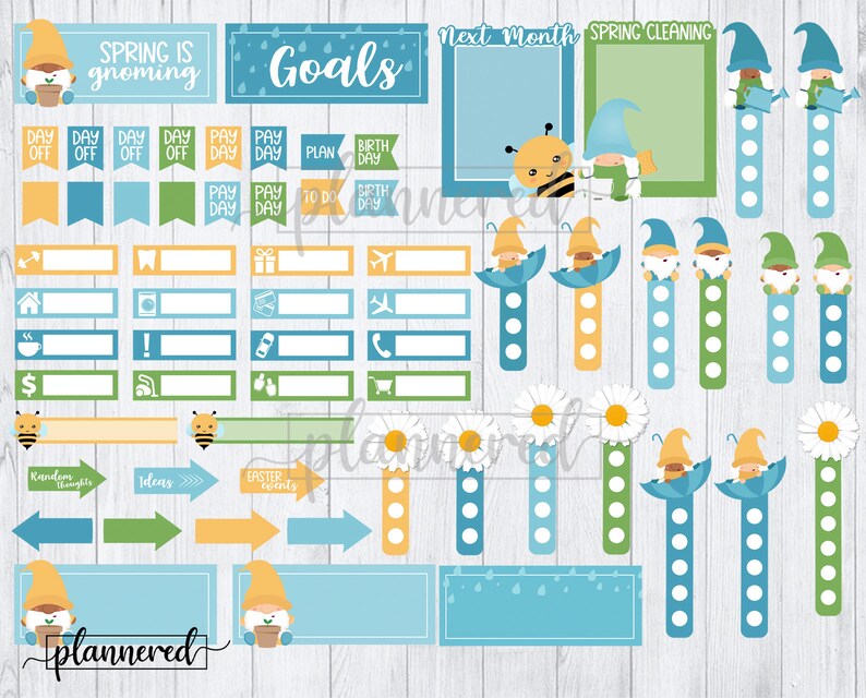 Gnome Digital Stickers, Spring Gnomes Planner Stickers, 600+ Spring ...