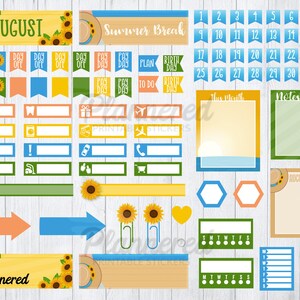 August Digital Stickers, 500+ Digital August Sunflower Sticker Set ...