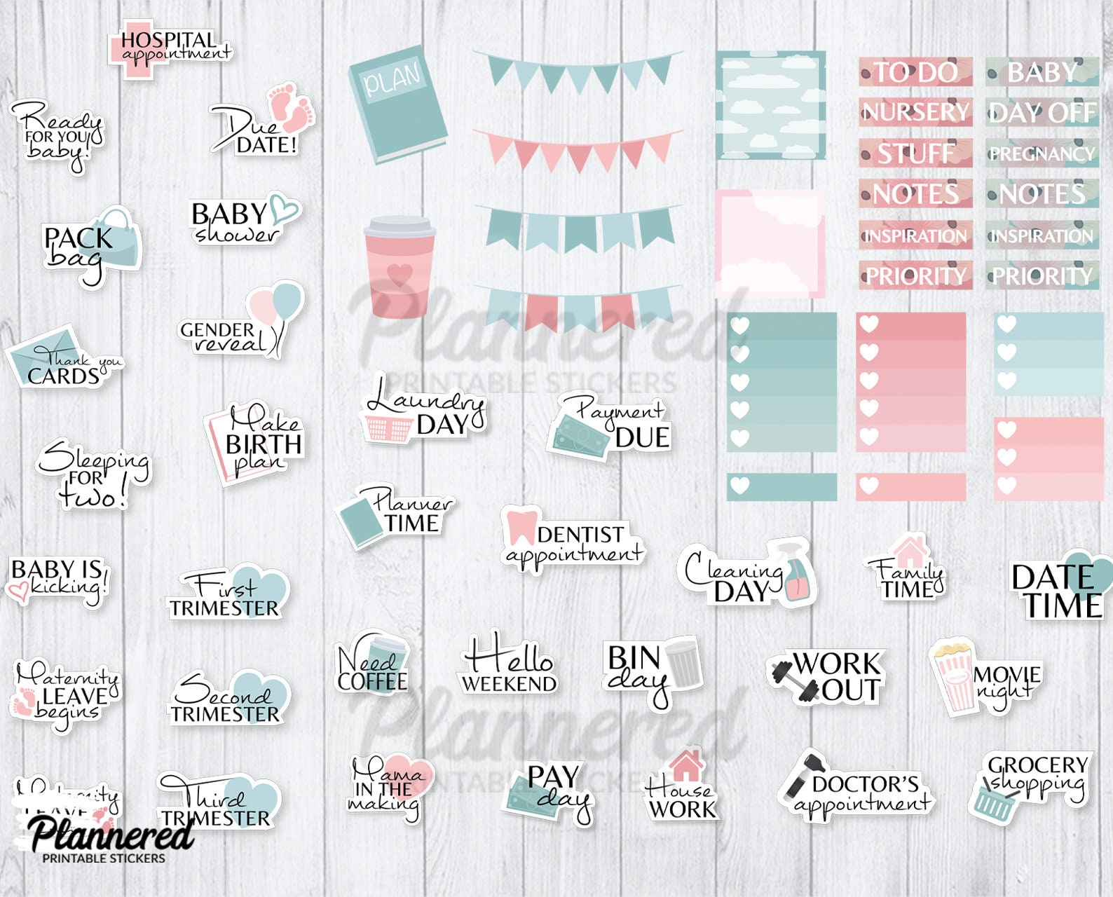 Pregnancy Digital Stickers 500 Digital Pregnant Stickers | Etsy