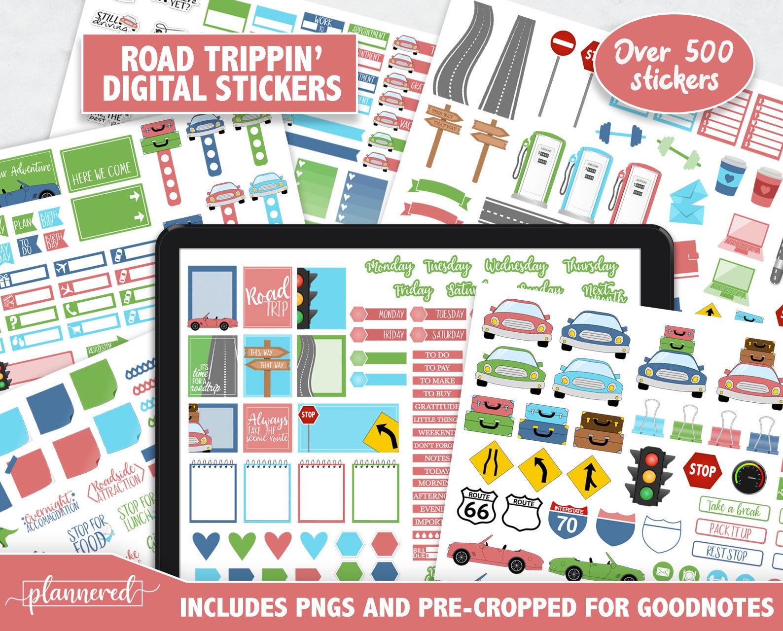 Road Trip Digital Stickers 500 Digital Roadtrip Summer - Etsy