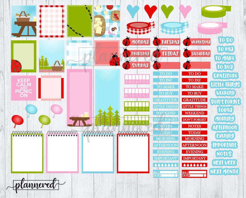 Picnic Digital Stickers 500 Summer Picnic Digital Sticker - Etsy