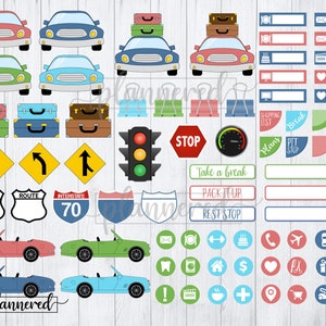 Road Trip Digital Stickers, 500+ Digital Roadtrip Summer Sticker Set ...