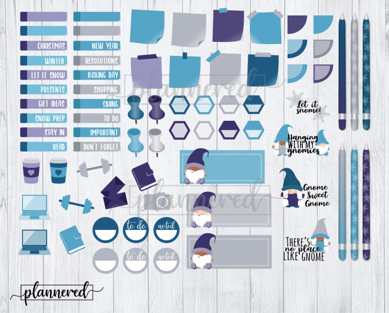 Winter Gnomes Digital Stickers, 600+ Winter Gnome Life Digital Stickers ...