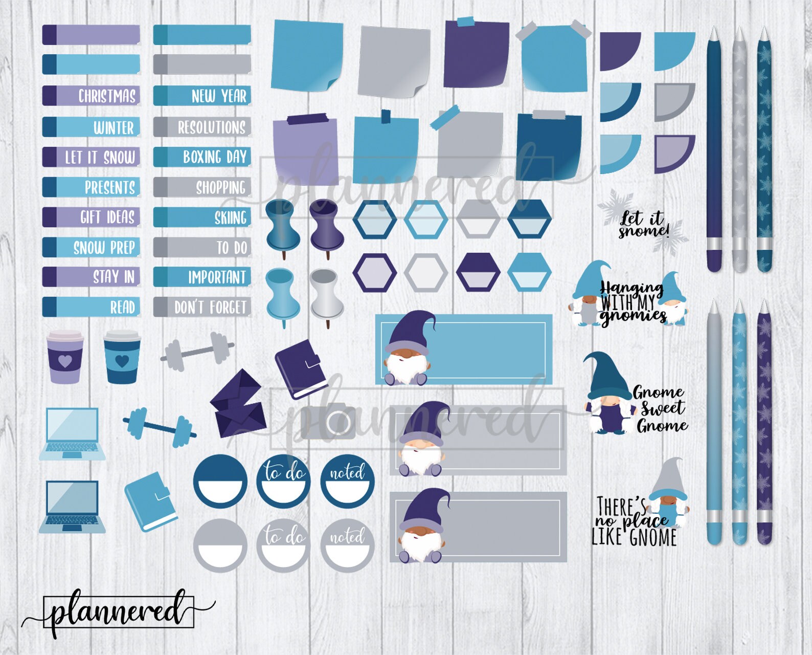 Winter Gnomes Digital Stickers, 600+ Winter Gnome Life Digital Stickers ...