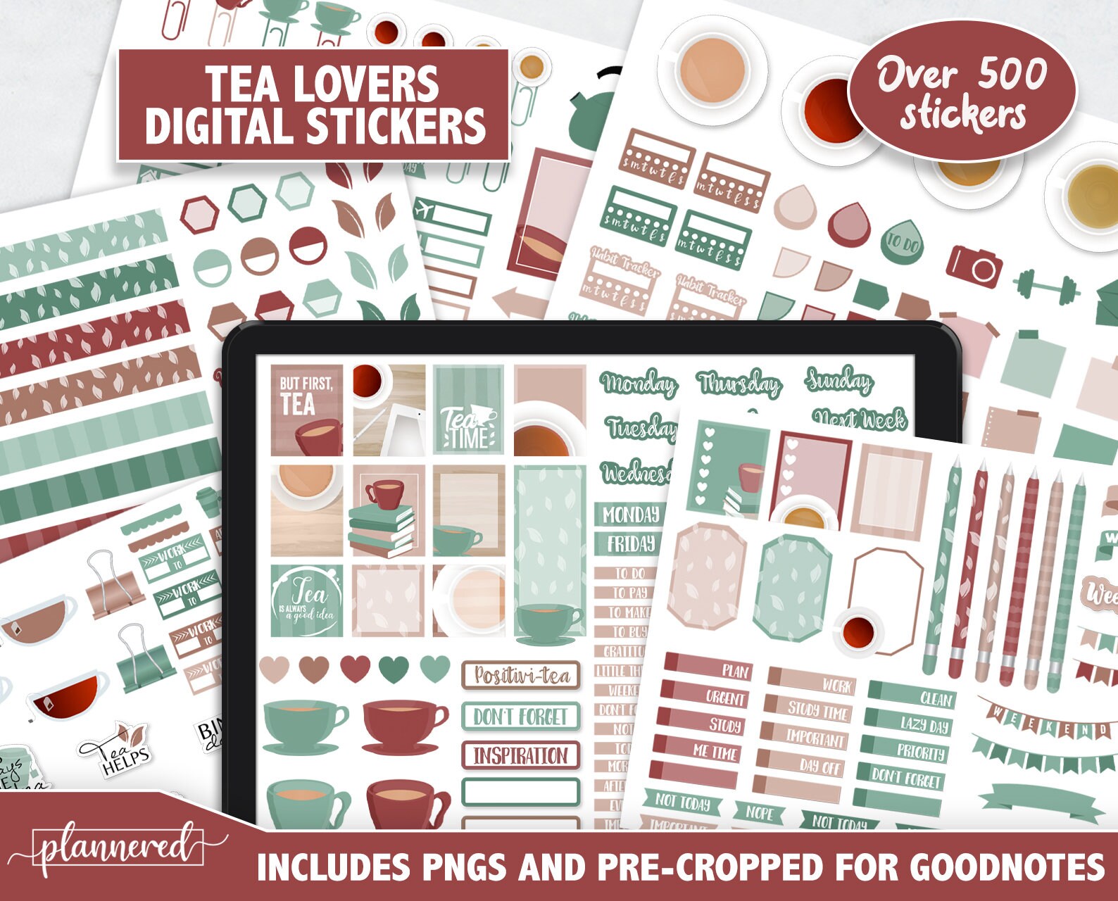 Tea Digital Stickers 500 Cup of Tea Sticker Set Precropped - Etsy UK