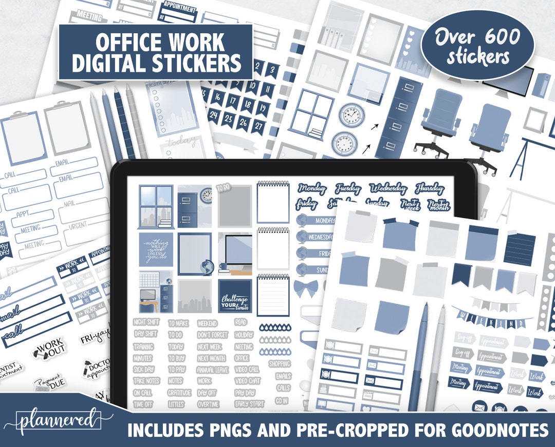 Work Digital Stickers, 500+ Office Working Digital Sticker Set ...