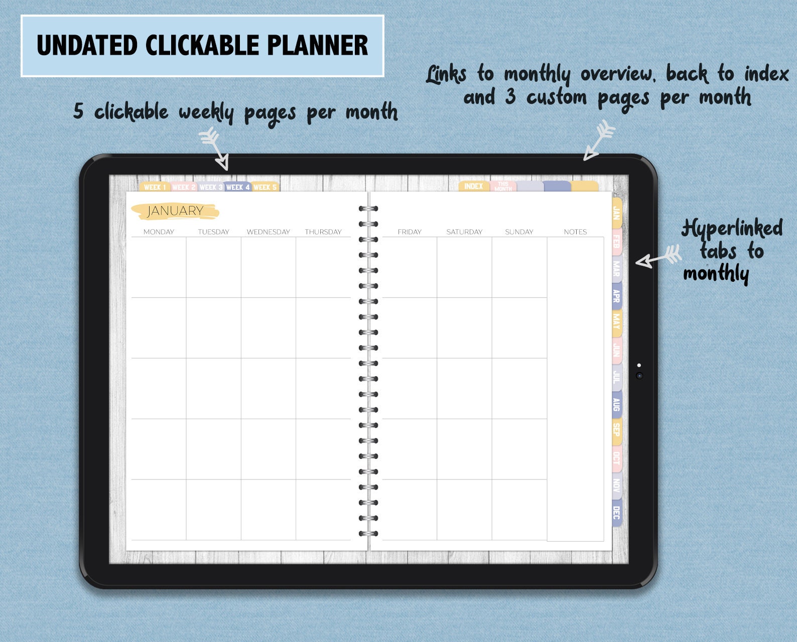 Undated Digital Planner Compact Lifestyle Digital Planner | Etsy