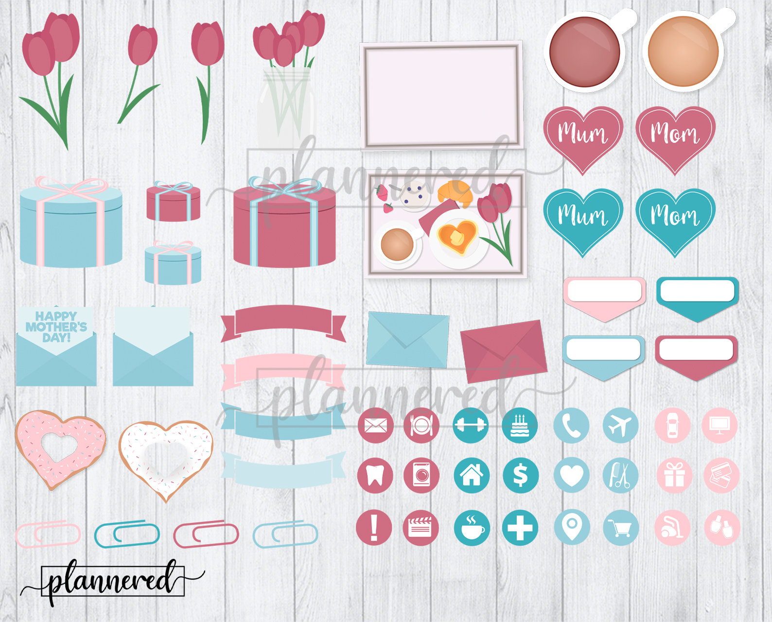 Mother's Day Digital Stickers 500 Love Mom Digital | Etsy