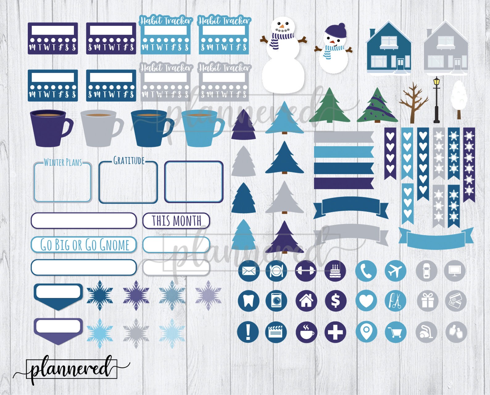 Winter Gnomes Digital Stickers 600 Winter Gnome Life Digital - Etsy