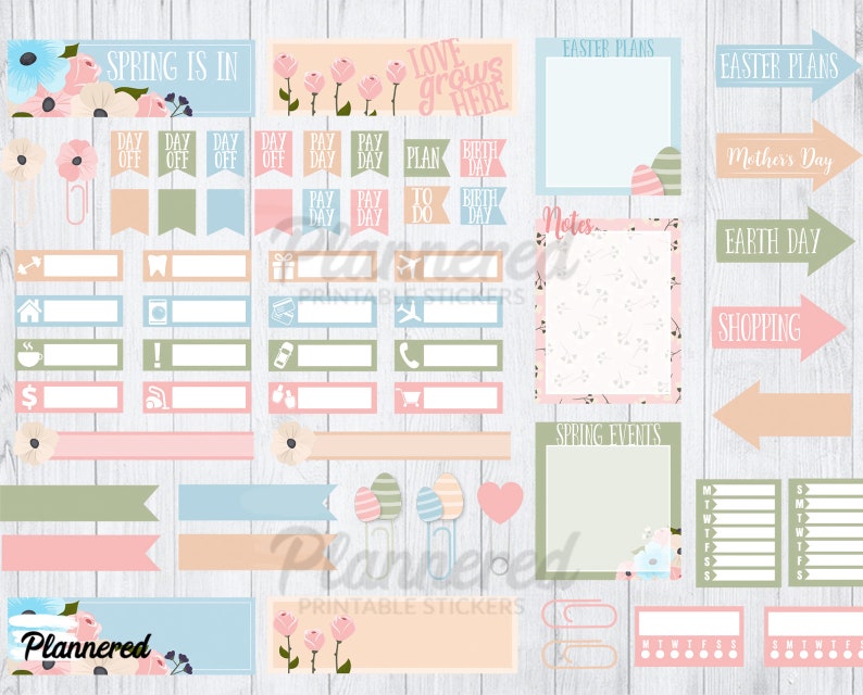 Spring Digital Stickers 500 Digital Floral Spring Sticker - Etsy