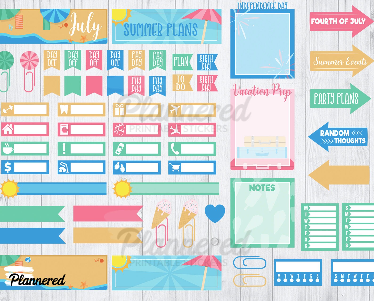 July Digital Stickers 500 Digital July Summer Sticker Set - Etsy