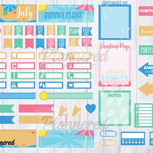 July Digital Stickers, 500+ Digital July Summer Sticker Set, Precropped ...