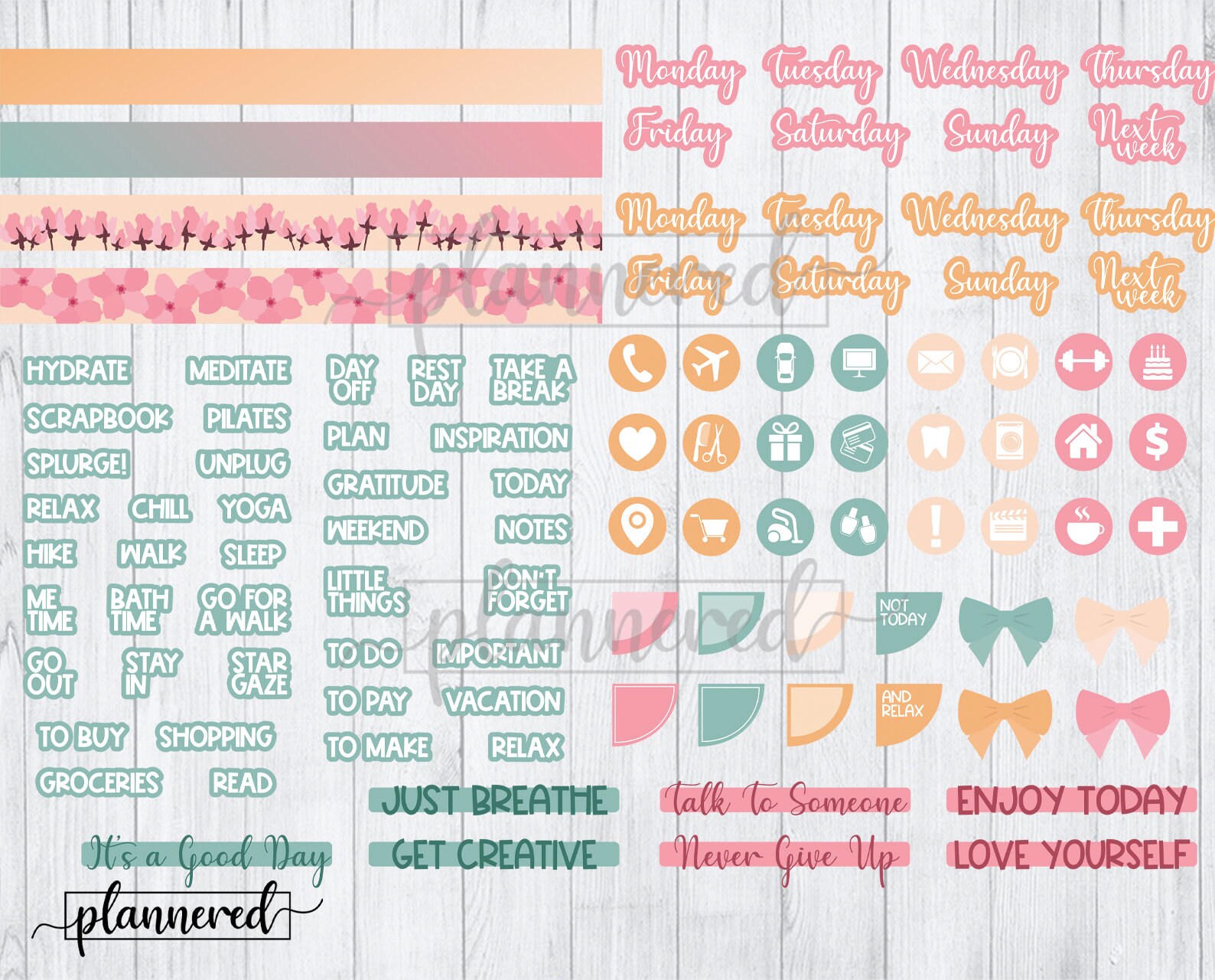 Self-care Digital Stickers, 600+ Enjoy Life Digital Sticker Set ...