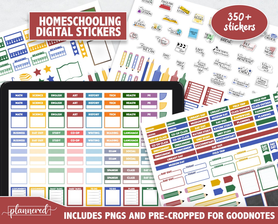 Homeschooling Digital Stickers, 350+ Homeschool Sticker Set, Precropped ...