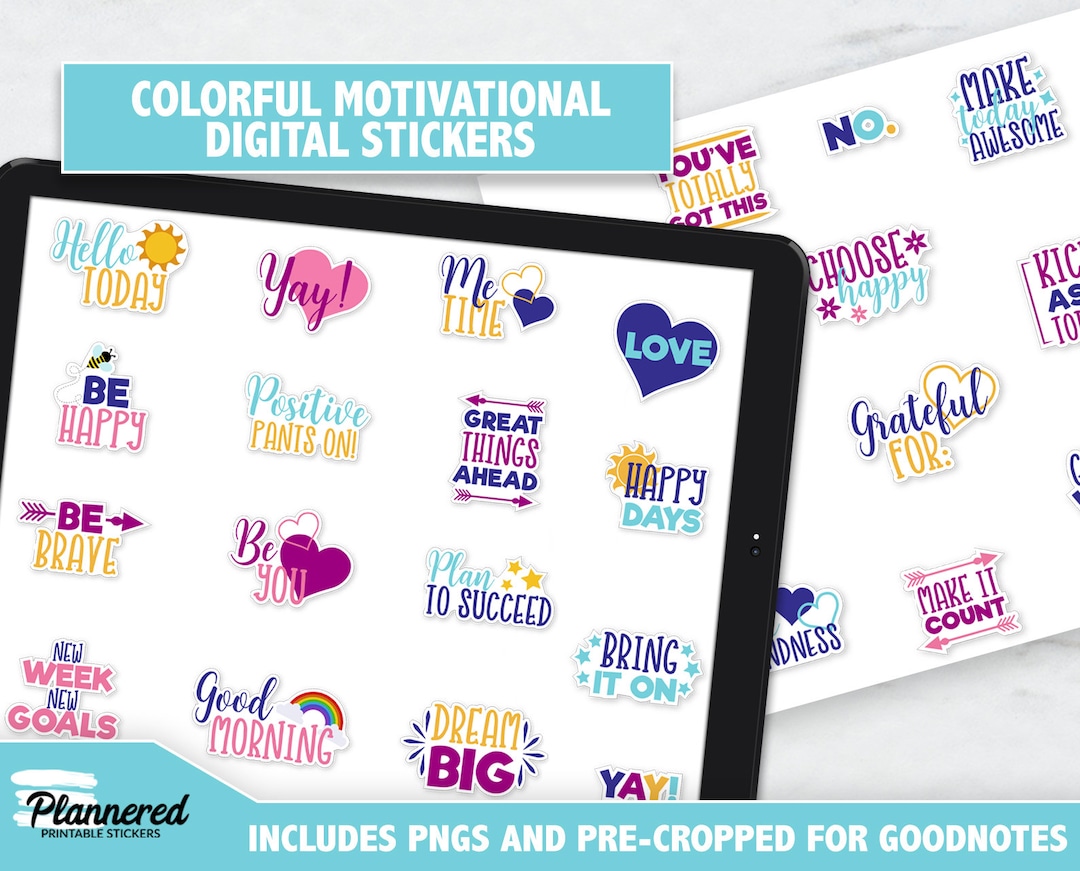 Motivational Quote Digital Stickers, Colorful Quote Digital Stickers ...