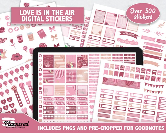 Romantic Digital Stickers 500 Digital Precropped Goodnotes - Etsy