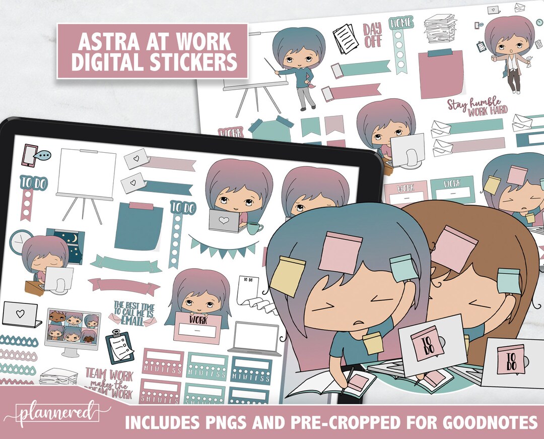 Work Astra Digital Stickers, Girl at Work, Girl Boss Character Digital ...