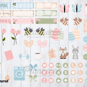 Spring Digital Stickers, 500+ Digital Floral Spring Sticker Set ...