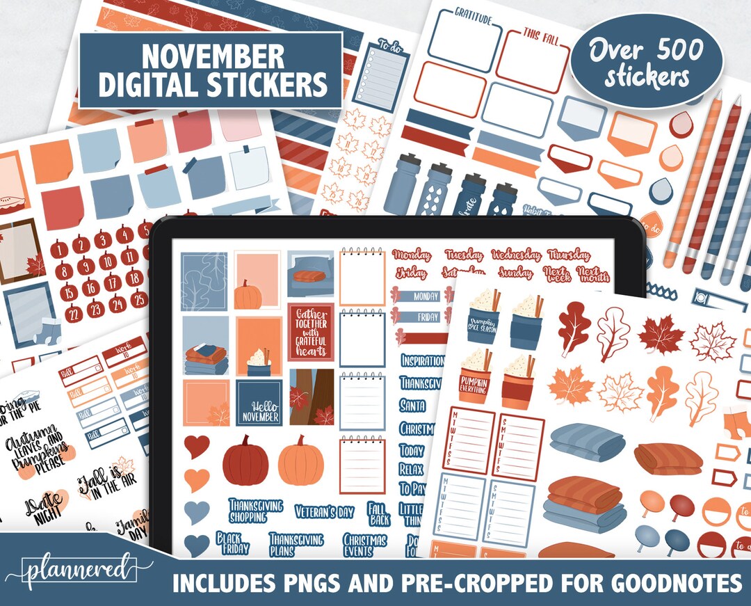 November Digital Stickers, 500+ Digital November 2021-2022 Goodnotes ...