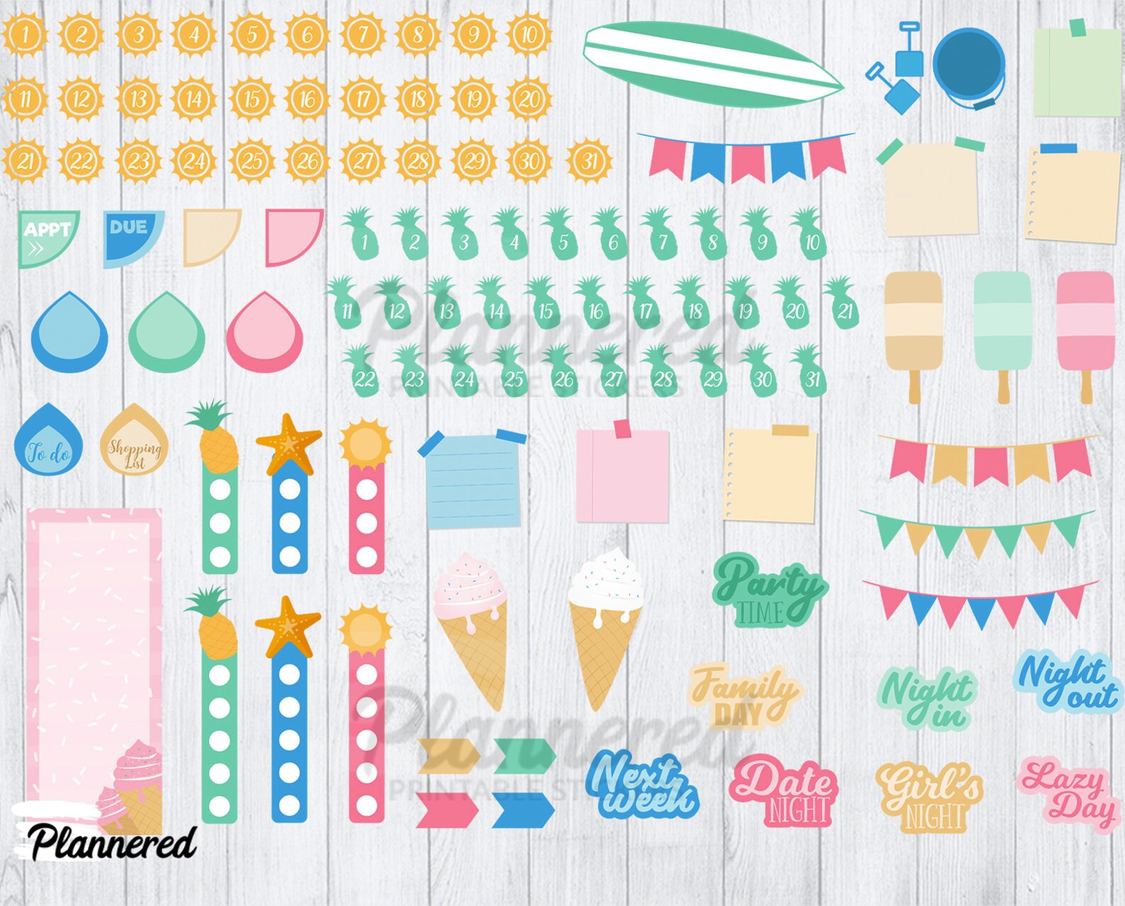 July Digital Stickers 500 Digital July Summer Sticker Set - Etsy