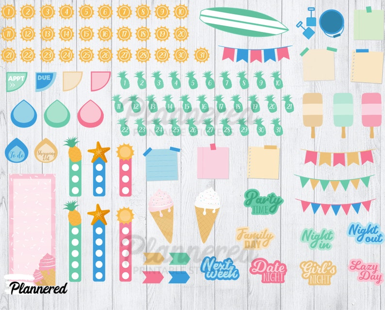 July Digital Stickers 500 Digital July Summer Sticker Set - Etsy