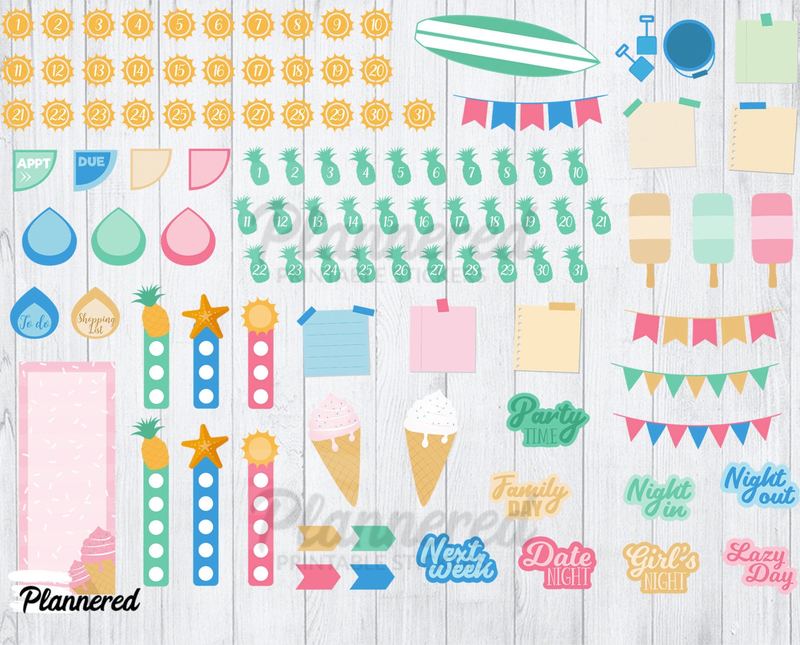 July Digital Stickers 500 Digital July Summer Sticker Set - Etsy