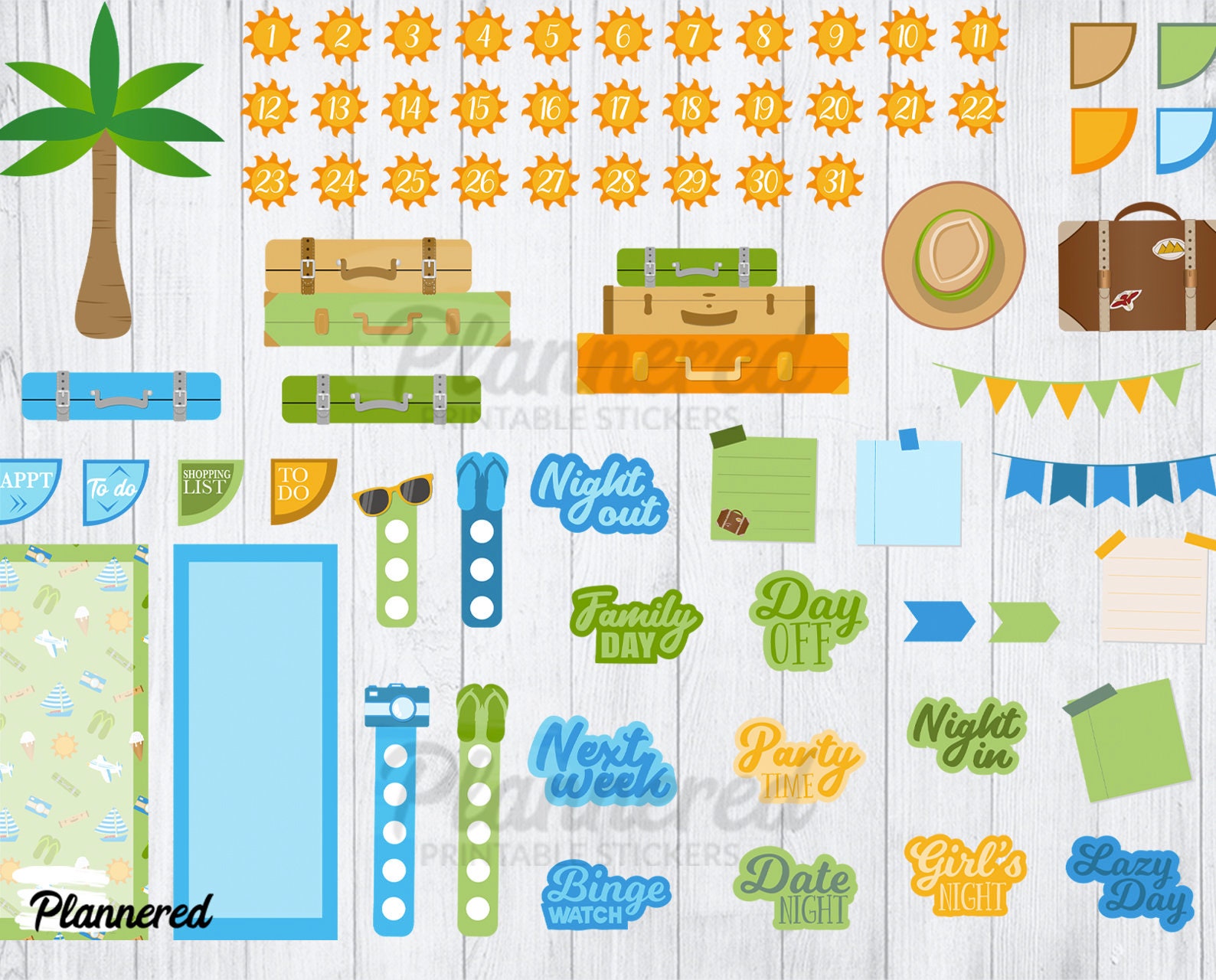 Vacation Digital Stickers 500 Digital Vacation Sticker Set - Etsy