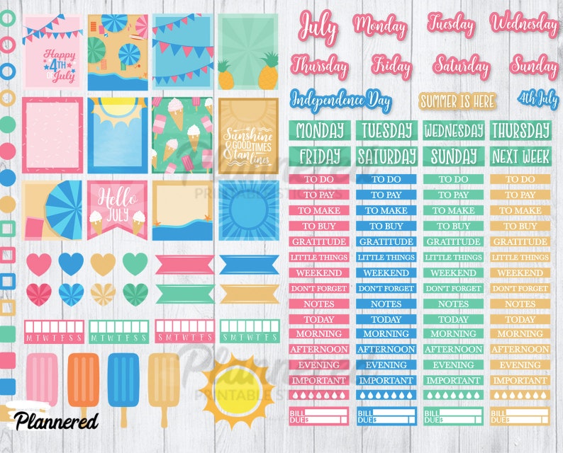 July Digital Stickers 500 Digital July Summer Sticker Set - Etsy