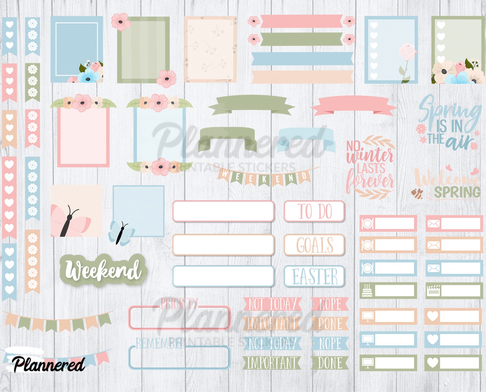 Spring Digital Stickers, 500+ Digital Floral Spring Sticker Set ...