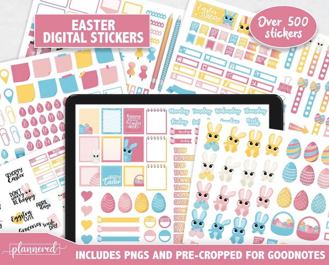 Easter Digital Stickers, Goodnotes Stickers for April, 500+ Digital ...