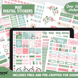 May Digital Stickers, 500 May Monthly Digital Stickers, Precropped ...