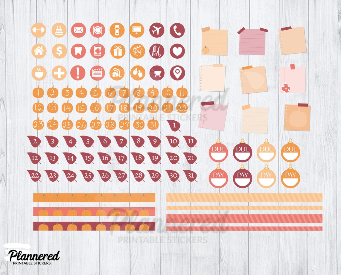 Fall Digital Stickers 500 Digital Fall Stickers Precropped - Etsy