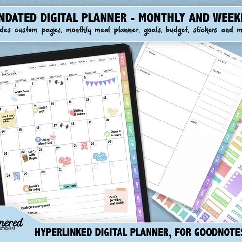 Undated Digital Planner Vertical for Goodnotes Rainbow Tabs - Etsy