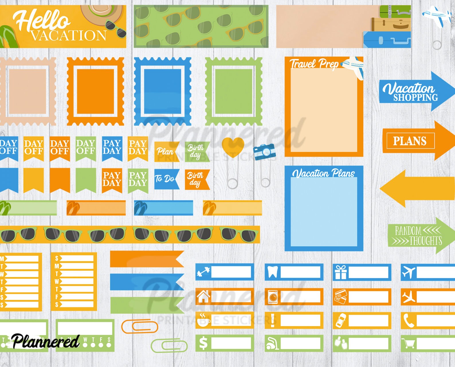 Vacation Digital Stickers 500 Digital Vacation Sticker Set - Etsy