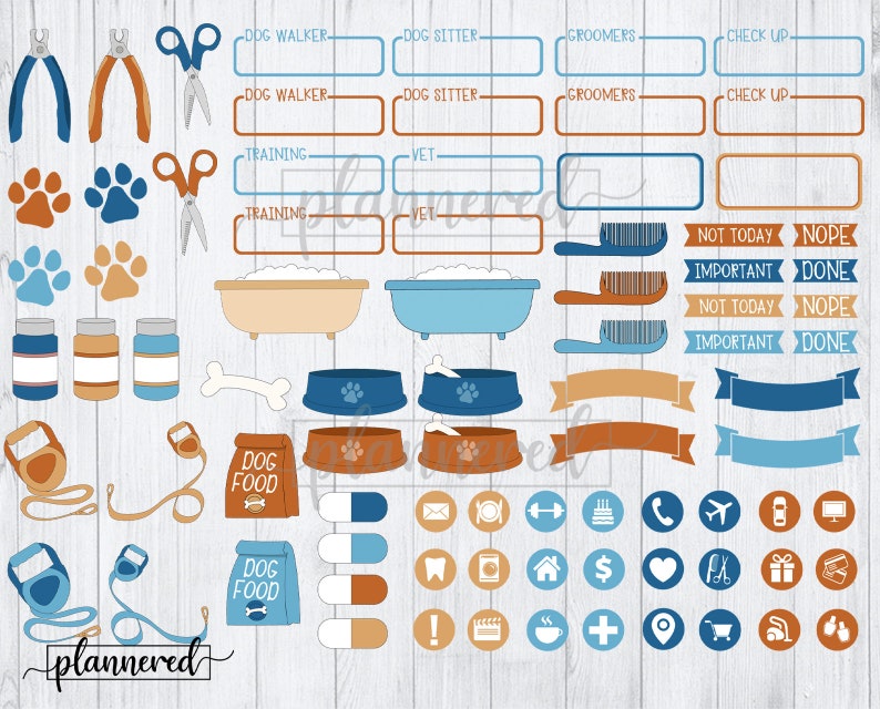 Dog Pet Care Digital Stickers, 600+ Dog Care Digital Sticker Set ...